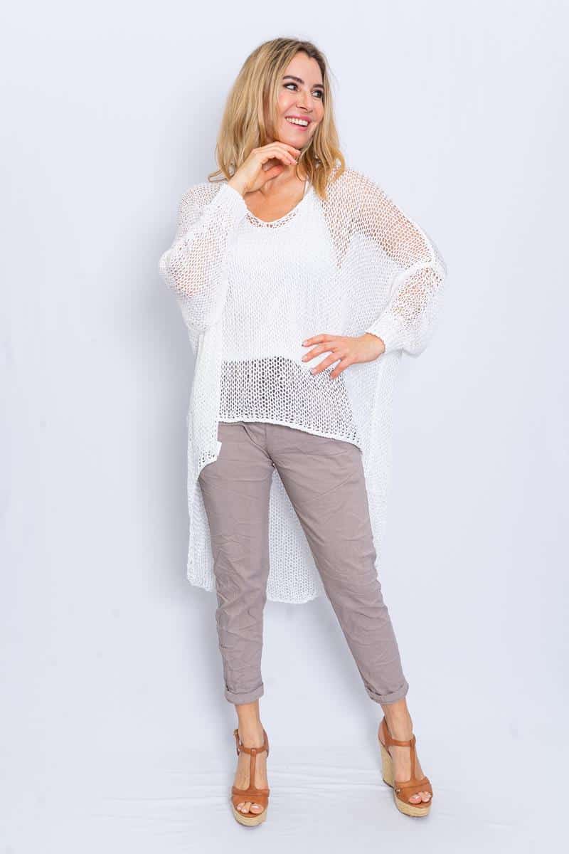20M290W Jumet White Long back open knit jumper (3) (Copy) | The Italian ...