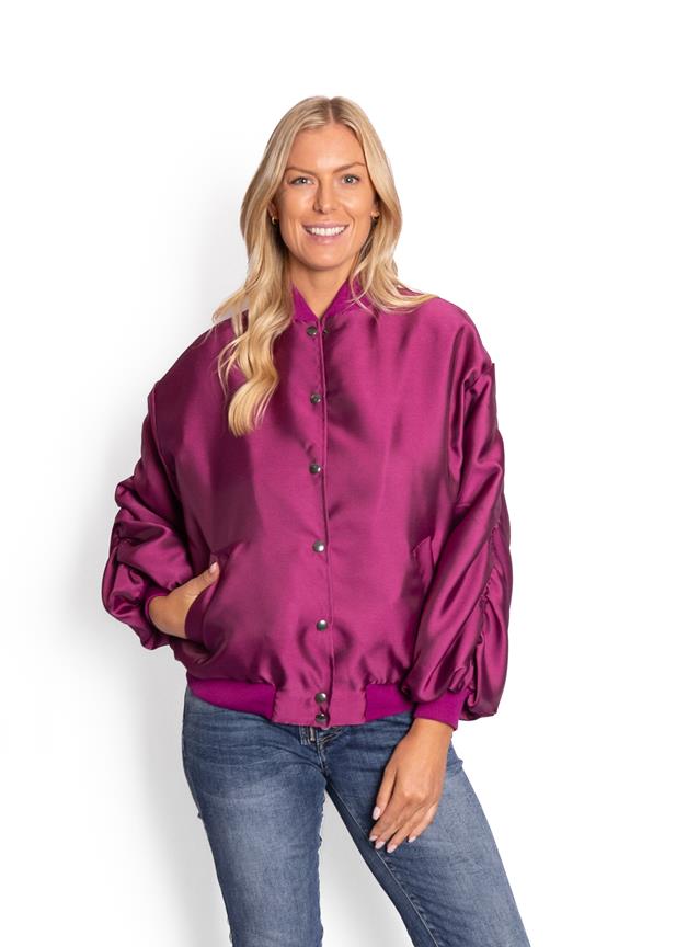 NW0031Plu Bueno Plum Silky bomber jacket with gathered sleeves (1 ...