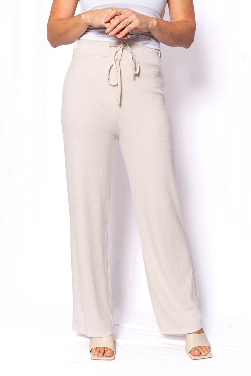 cream-soft-knit-lounge-pant-drawstring-drina-7320cr | The Italian Closet
